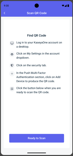 Process to set up push multi-factor authentication