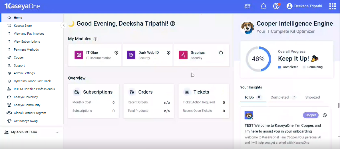 Log in with KaseyaOne