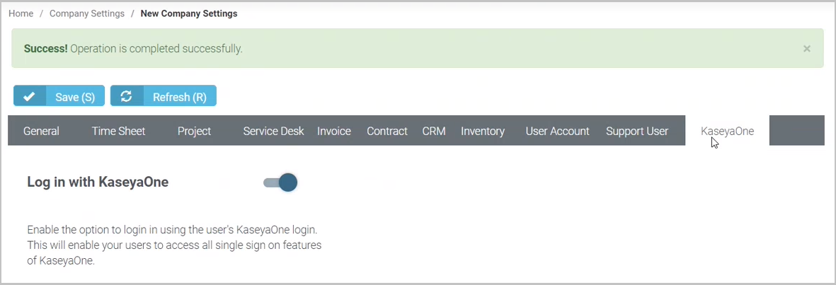 Enable Log In with KaseyaOne