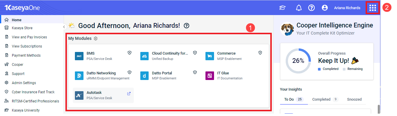 Link modules to KaseyaOne