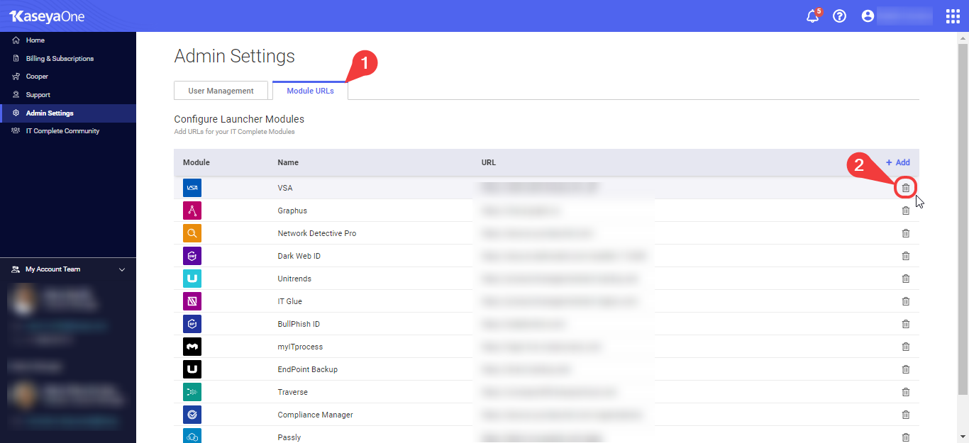 Linking modules to KaseyaOne