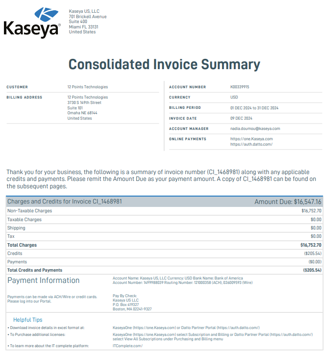 Understanding your invoice